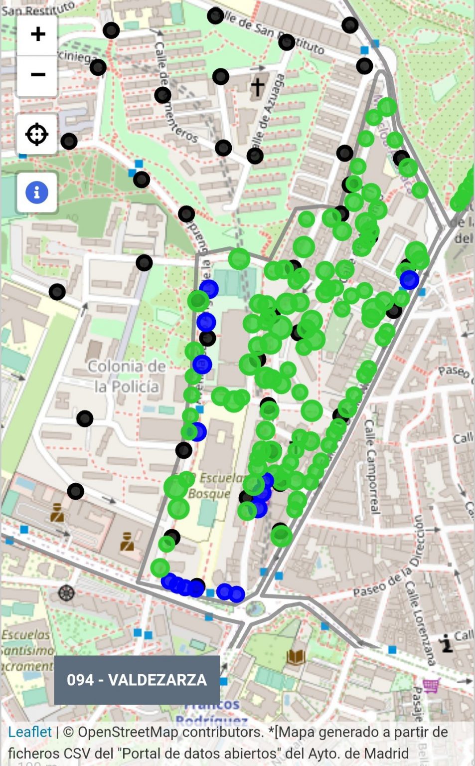 Barrios con zona SER en 2023. Ciudad Lineal, ampliación Valdezarza ...